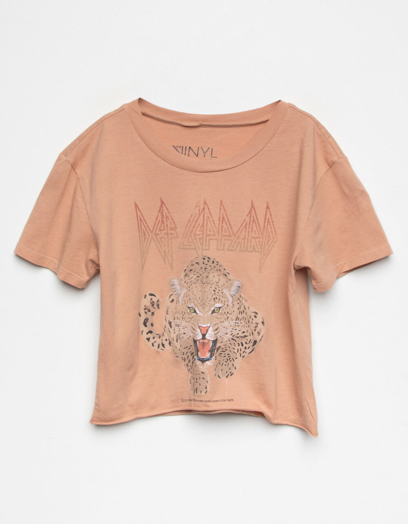 VINYL ICONS Def Leppard Girls Crop Tee - TAN | Tillys