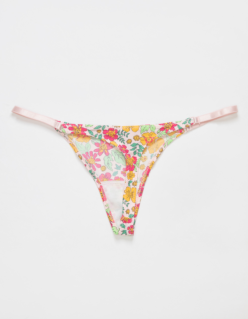 LOVE LIBBY Floral Strappy Thong - PINK/AQUA | Tillys
