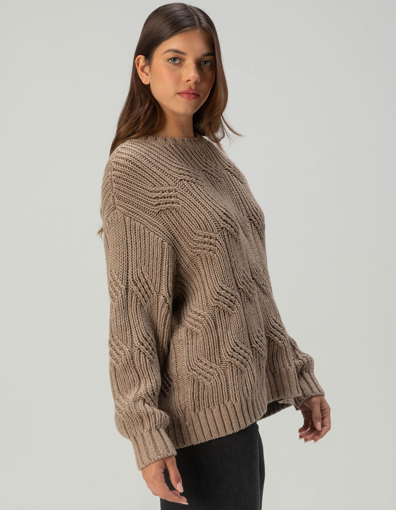 VANS Suzie Cable Womens Crewneck Sweater - TAUPE - XXL | Tillys