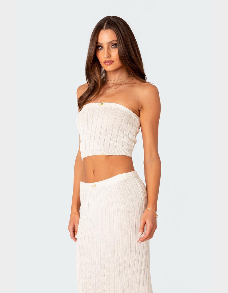 EDIKTED Rosebud Knit Tube Top - WHITE - M | Tillys