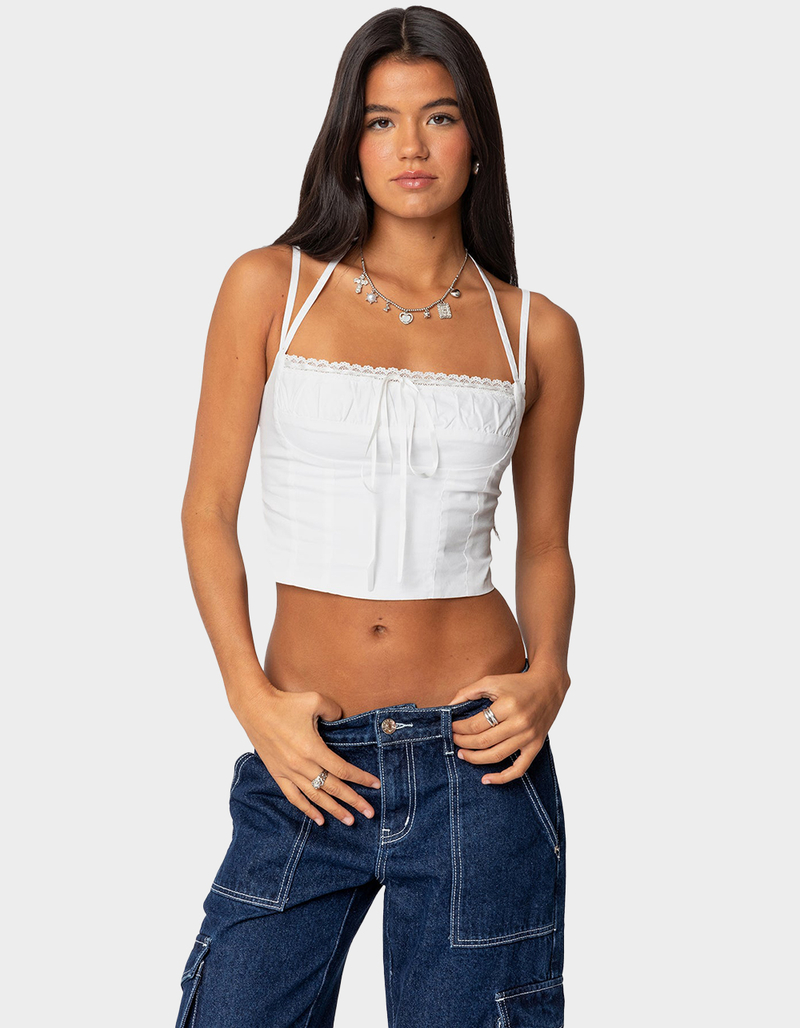 EDIKTED Salome Lace Up Corset - WHITE | Tillys