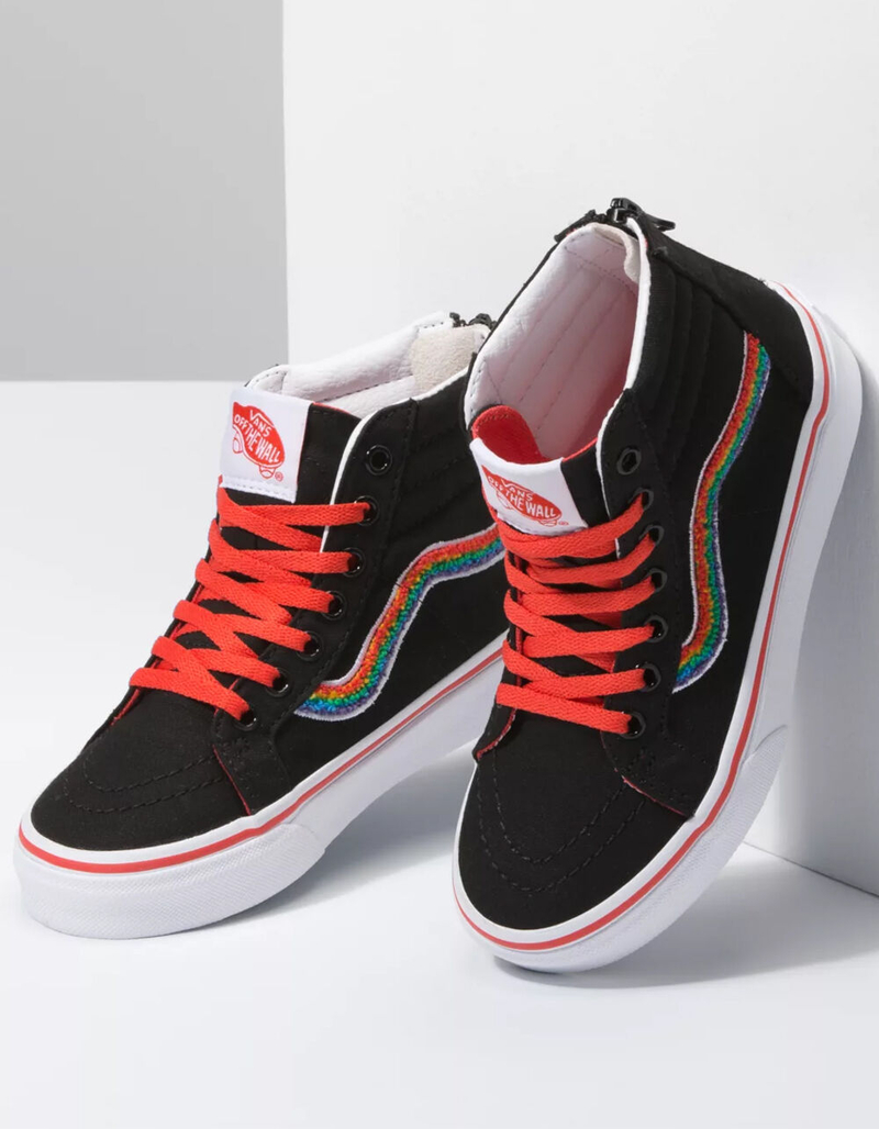 VANS Chenille Sk8-Hi Zip Girls Shoes - BLACK/RAINBOW - 4.5 | Tillys