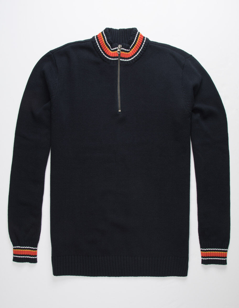 RETROFIT Mock Neck Quarter Zip Mens Sweater - NAVY - M | Tillys