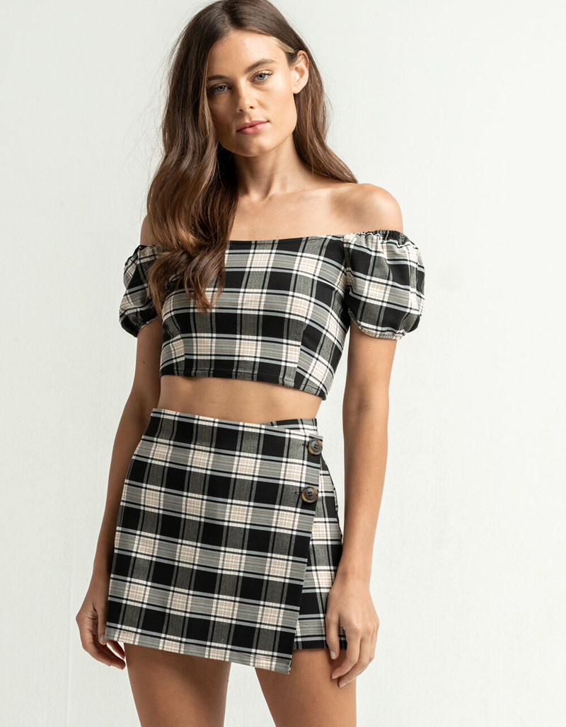 LOVE TREE Plaid Skort - BLACK | Tillys