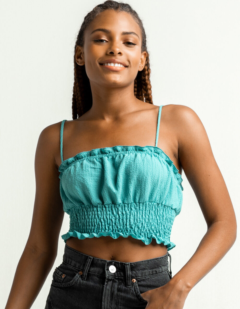 TIMING Smocked Womens Cami - BLUE - S | Tillys
