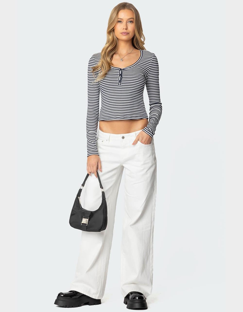 EDIKTED Jocelyn Striped Top - NAVY - XL | Tillys