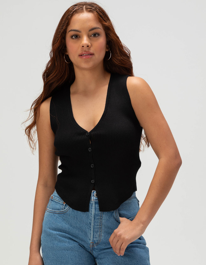 RSQ Womens Button Sweater Vest - BLACK - L | Tillys