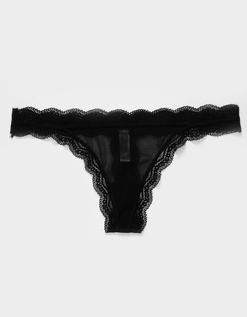 FULL TILT Lace-Trim Mesh Thong - BLACK | Tillys