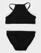 RIP CURL Premium Rib Girls High Neck Bikini Set - BLACK - 8 | Tillys
