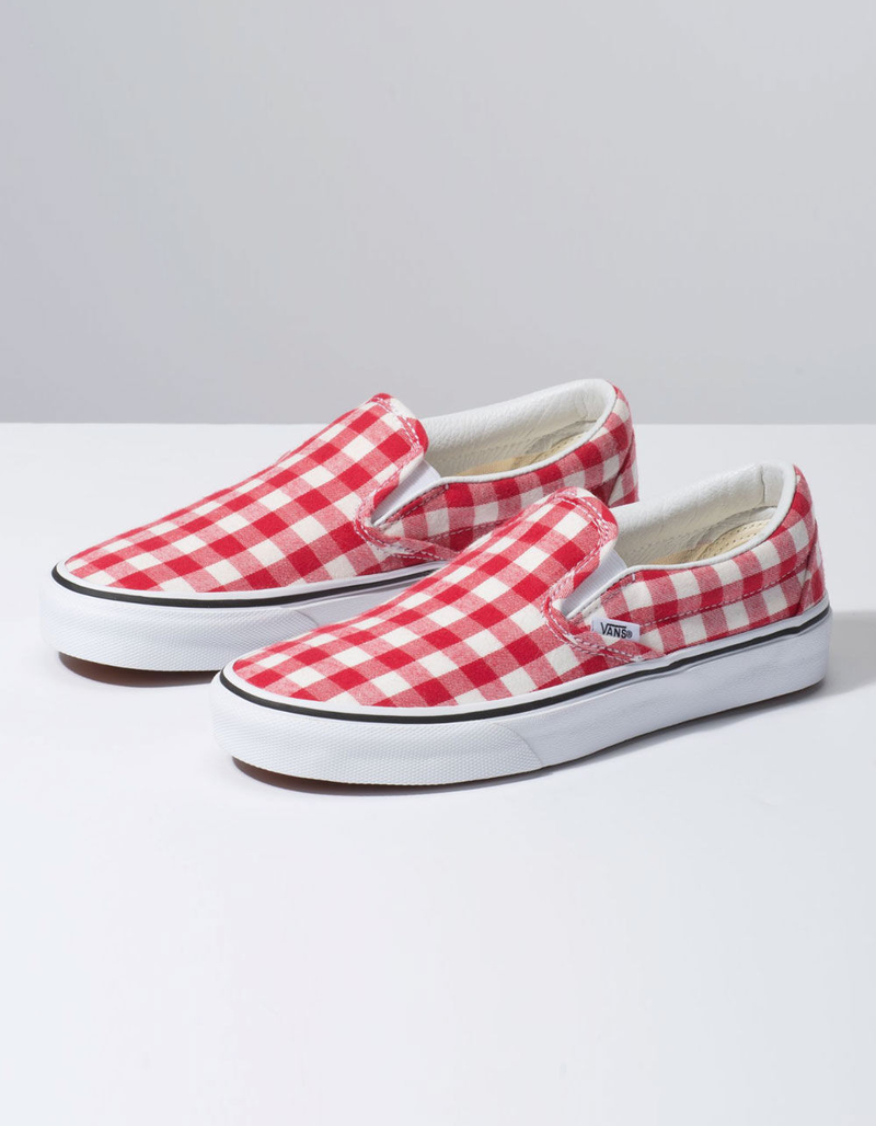 VANS Gingham Classic Slip-On Womens Shoes - RED - 5 | Tillys