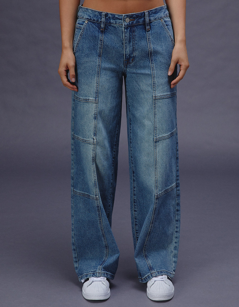 RSQ Womens Mid Rise Seam Loose Fit Jeans - MEDIUM WASH | Tillys