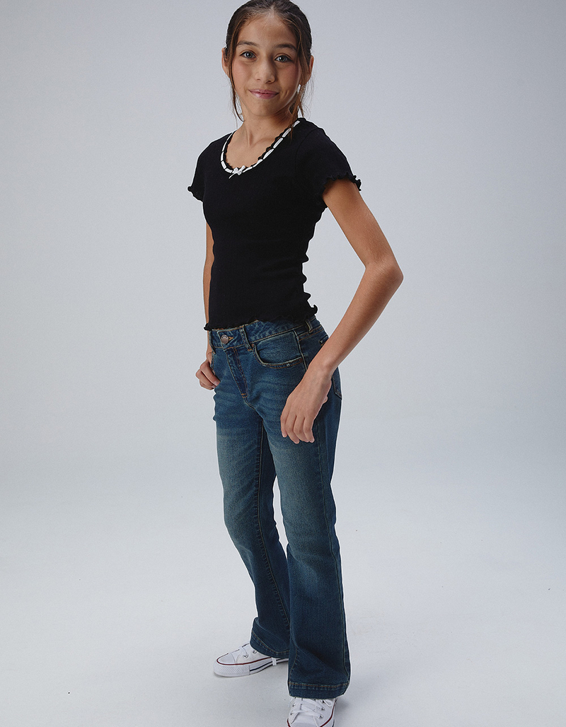 RSQ Girls Pointelle Lace Trim Top - BLACK | Tillys