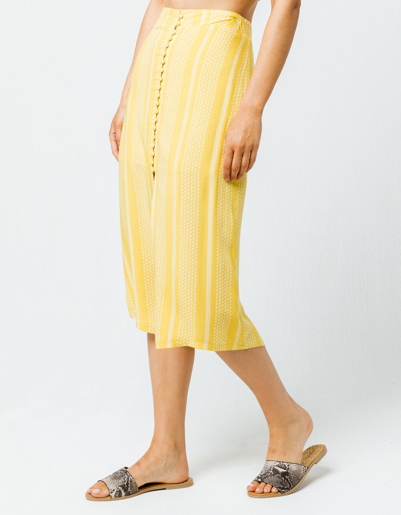 Sky And Sparrow Button Front Midi Skirt Yellow Combo Tillys