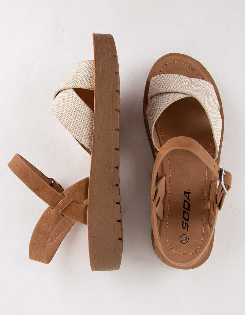 SODA Ankle Strap Womens Mini Flatform Sandals - BEIGE | Tillys