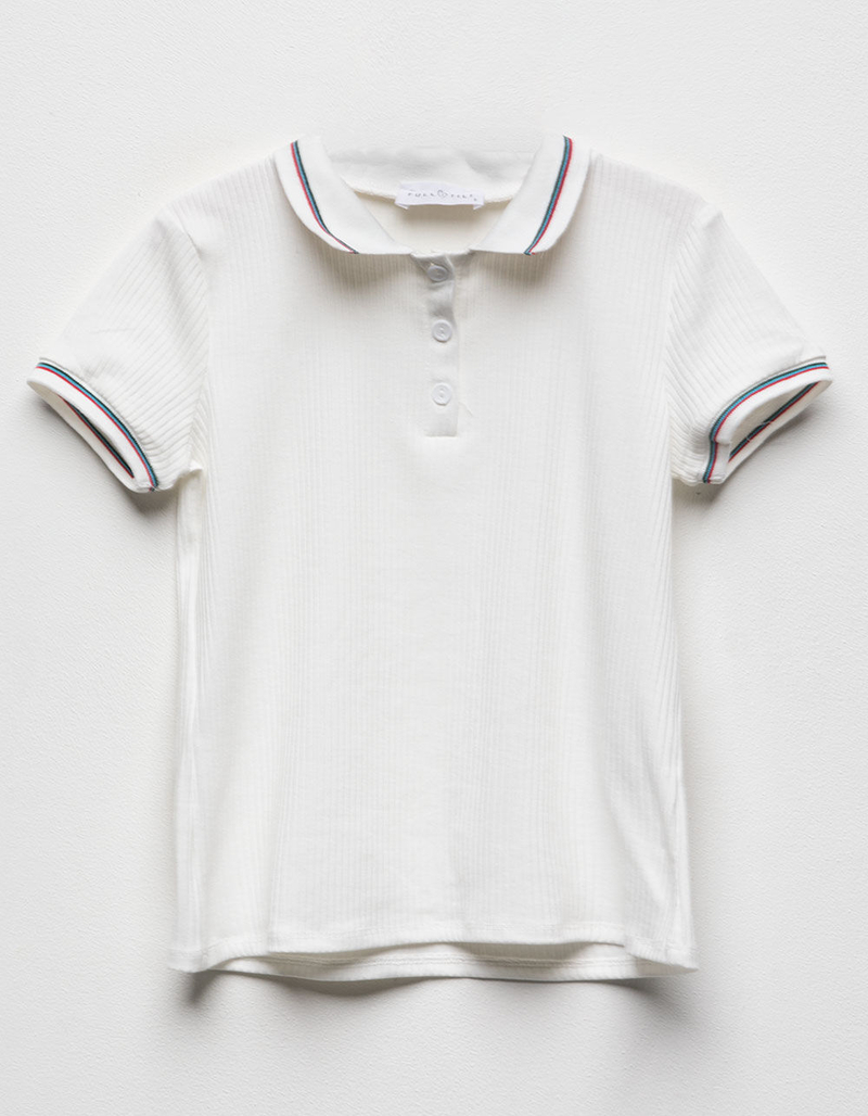 FULL TILT Ribbed Girls Polo Shirt - CREAM - M | Tillys