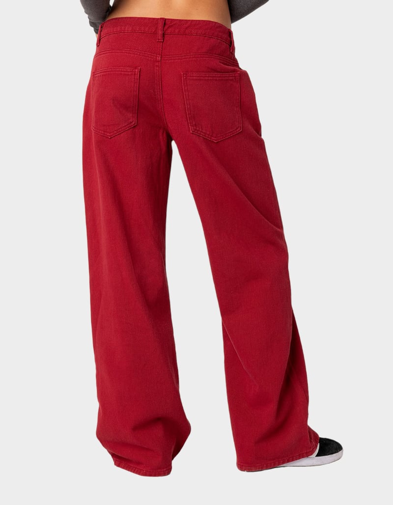 EDIKTED Roman Low Rise Slouchy Jeans - DK RED | Tillys