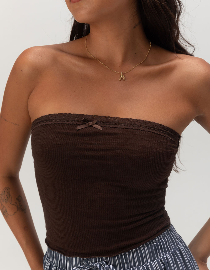 RSQ Womens Lace Trim Tube Top - BROWN | Tillys