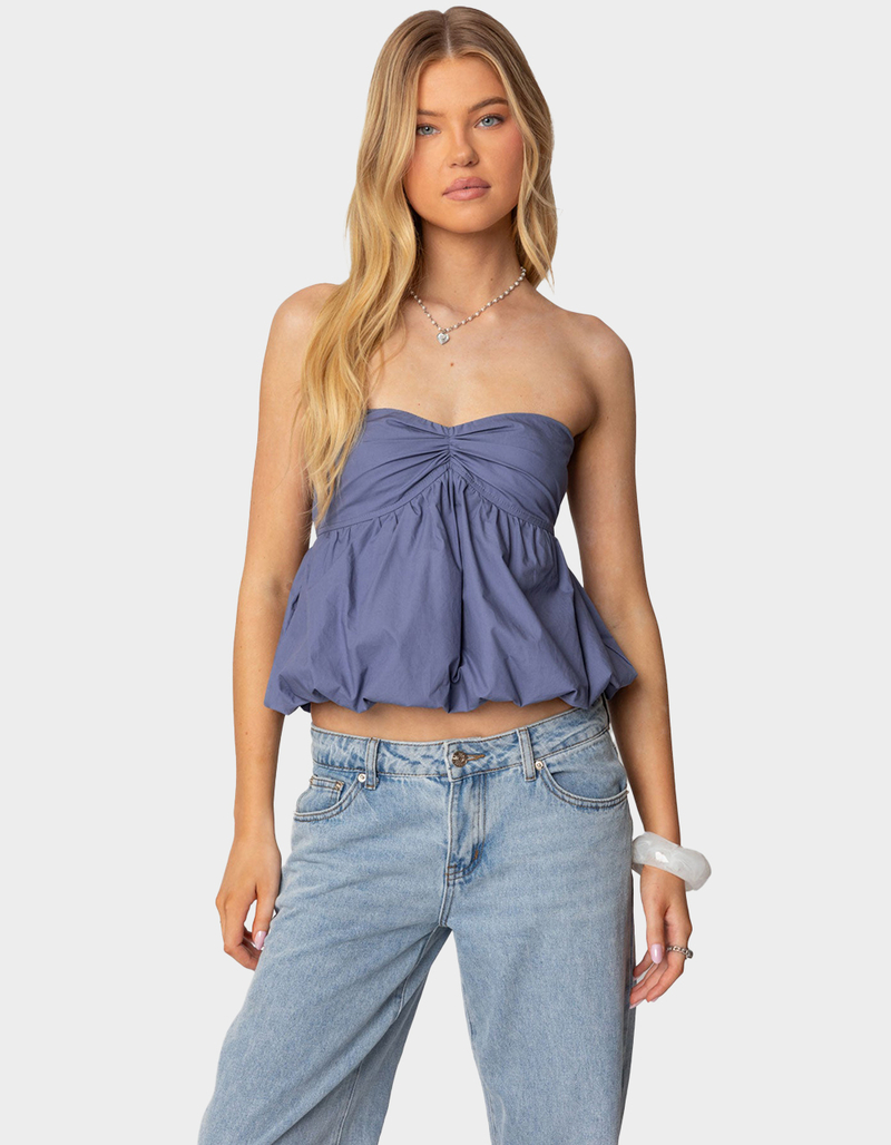 EDIKTED Serina Strapless Bubble Top - BLUE | Tillys