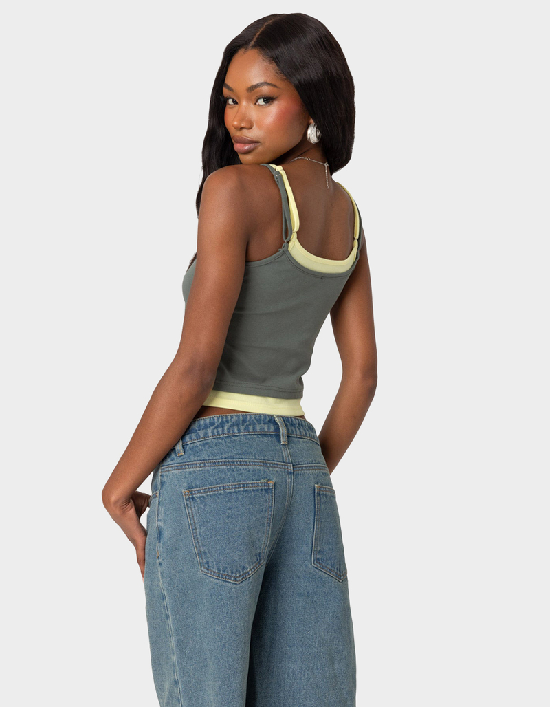 EDIKTED Element Layered Tank Top - DK GREEN | Tillys