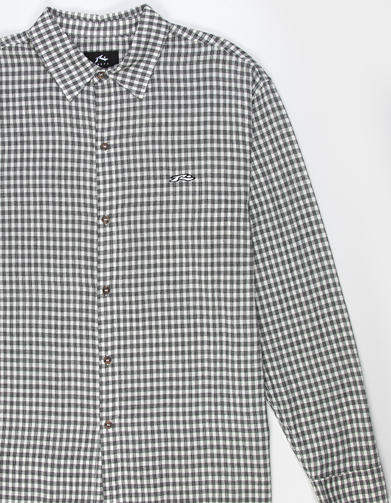 RUSTY Datsun Check Mens Button Up Shirt - BLACK | Tillys