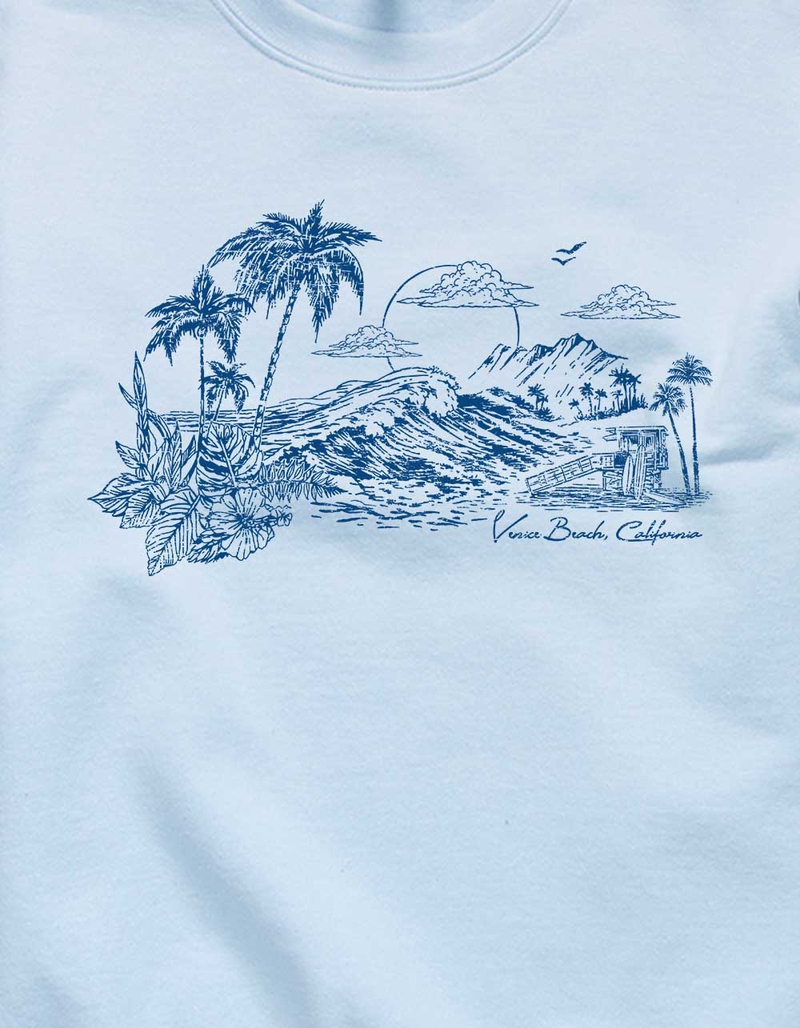VENICE BEACH Sunset Distressed Unisex Crewneck Sweatshirt - LIGHT BLUE - XXL | Tillys