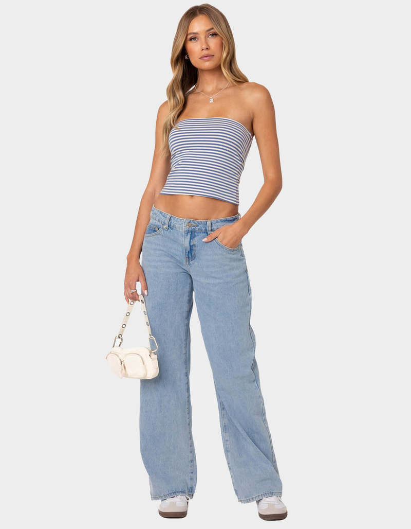 EDIKTED Raelynn Washed Low-Rise Womens Jeans - BLUE | Tillys