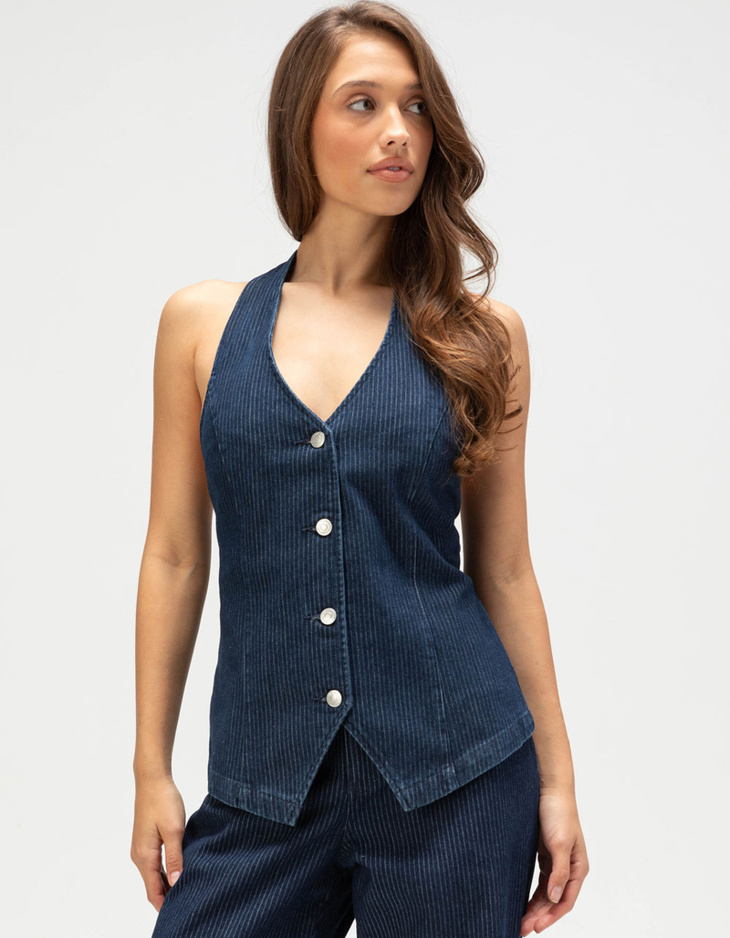 RHYTHM Pinstripe Womens Halter Vest - DENIM | Tillys