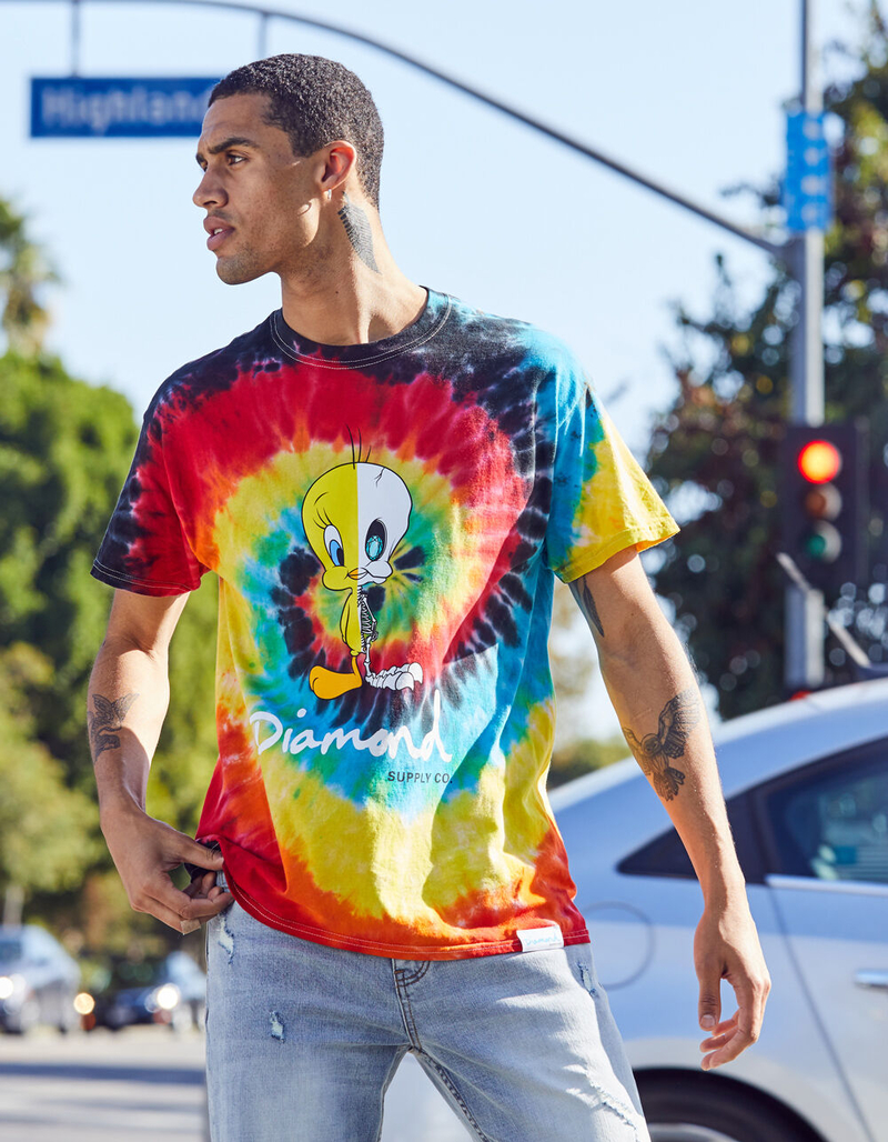DIAMOND SUPPLY CO. x Looney Tunes X-Ray Tweety Mens Tie Dye T-Shirt ...