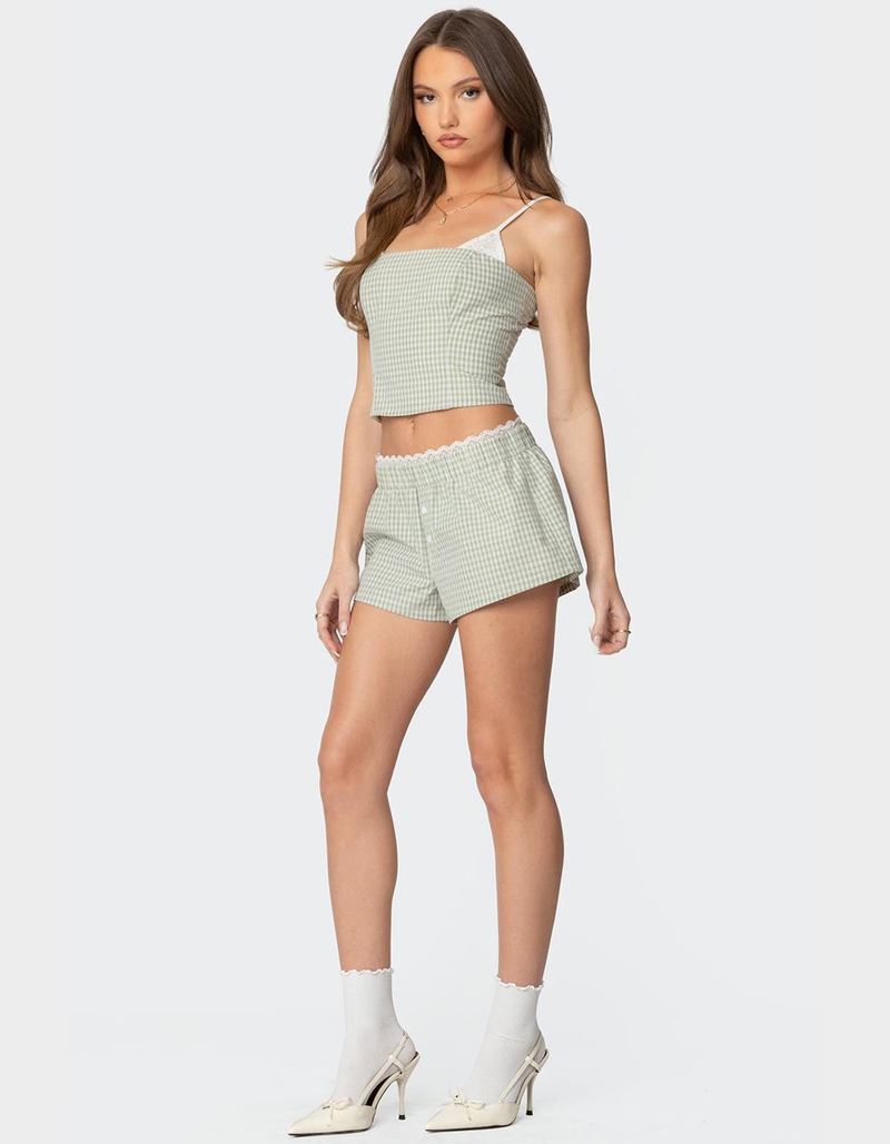 EDIKTED Lenorah Layered Gingham Top - GREEN | Tillys