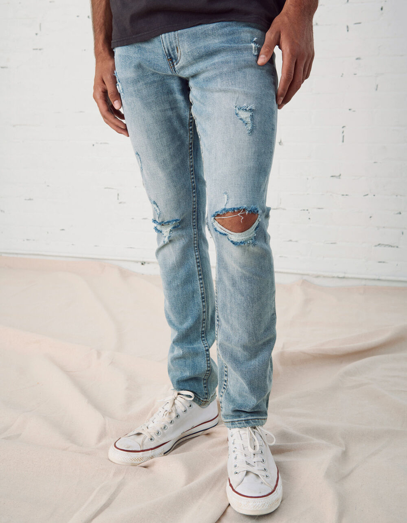 RSQ Tokyo Super Skinny Light Wash Destroyed Mens Jeans - INDIGO FADE ...