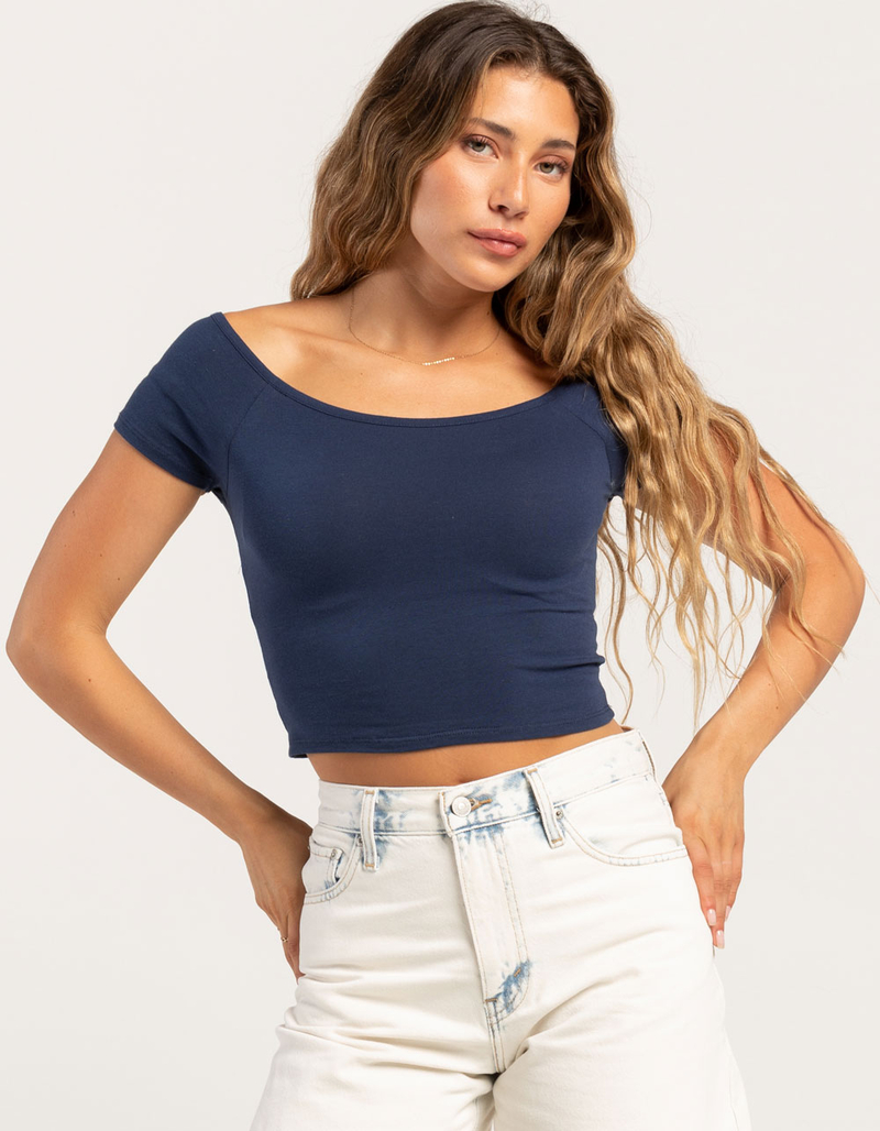 TILLYS Off The Shoulder Womens Tee - NAVY | Tillys