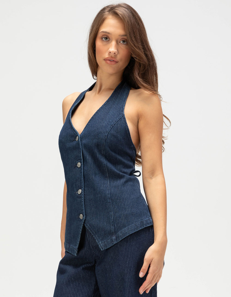 RHYTHM Pinstripe Womens Halter Vest - DENIM | Tillys