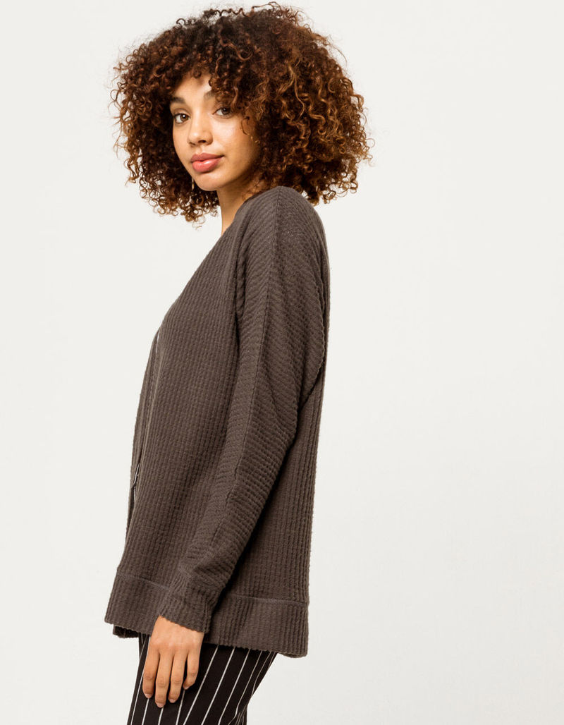 Sky And Sparrow Thermal Charcoal Womens Cardigan Charcoal Tillys