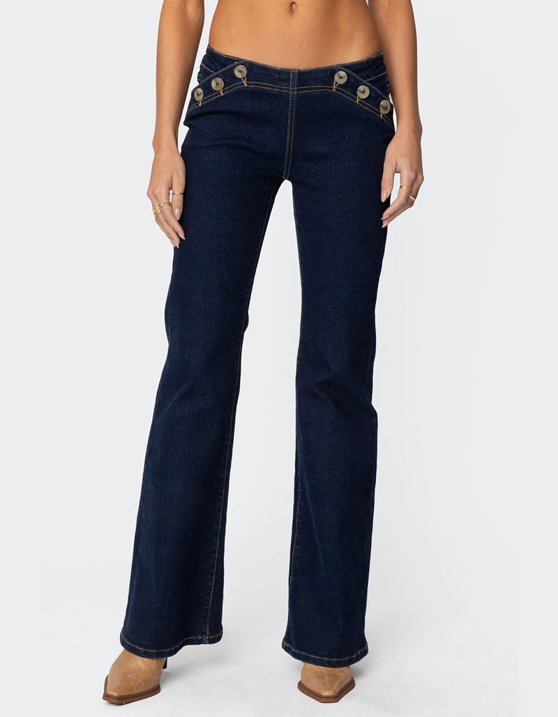EDIKTED Alison Low Rise Flared Jeans - BLUE | Tillys
