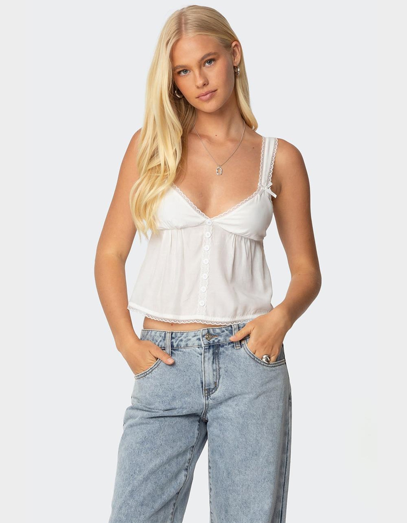 EDIKTED Andea Babydoll Tank Top - WHITE | Tillys