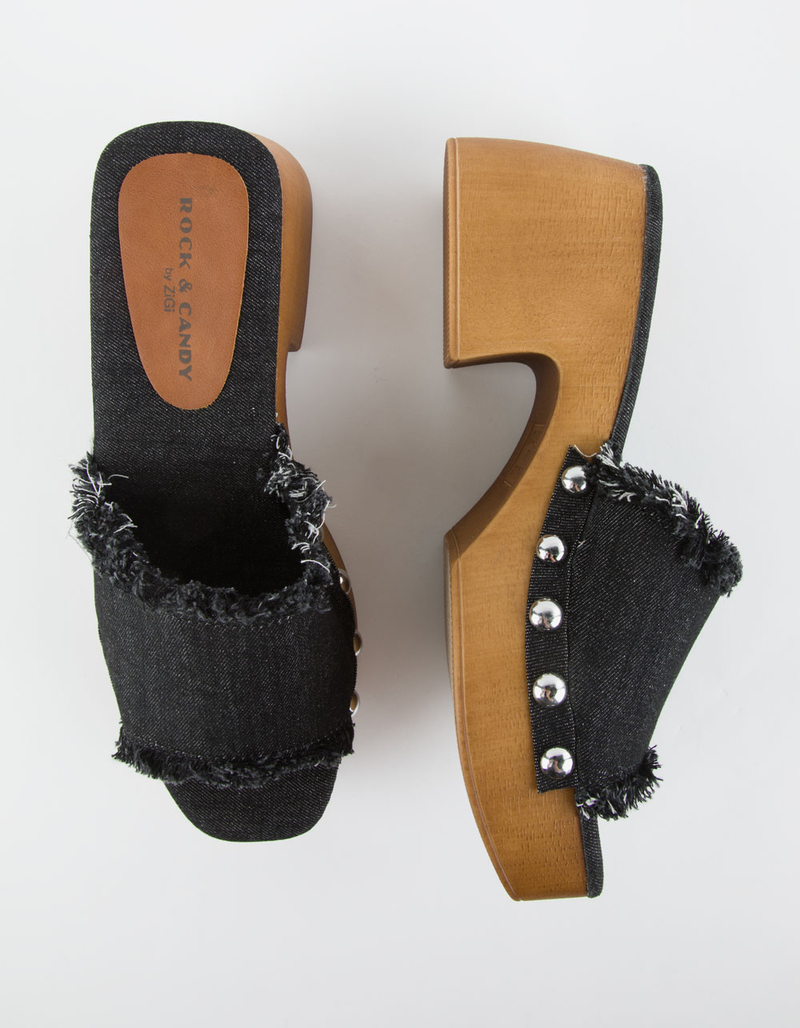 ROCK & CANDY Noelia Womens Platform Slide Sandals - BLACK DENIM | Tillys