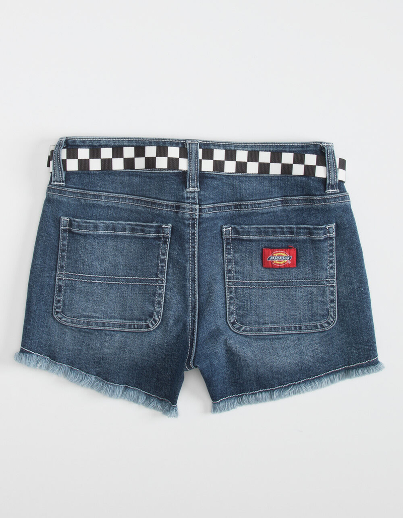 DICKIES Fray Check Belt Girls Shorts - MEDIUM WASH - 12 | Tillys