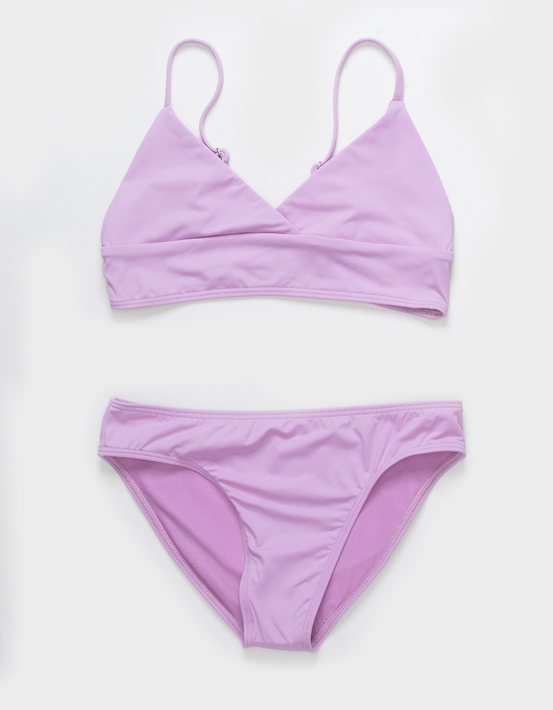 FULL TILT Longline Triangle Girls Bikini Set - VIOLET | Tillys