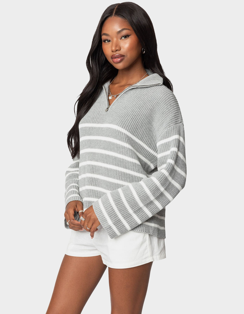 EDIKTED Oversized Quarter Zip Sweater - GRAY | Tillys