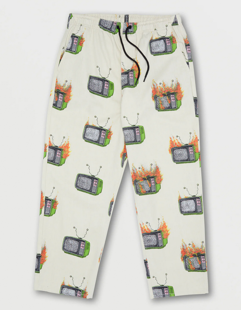 VOLCOM Featured Artist Justin Hager Mens Elastic Waist Pants - GRAY - S ...