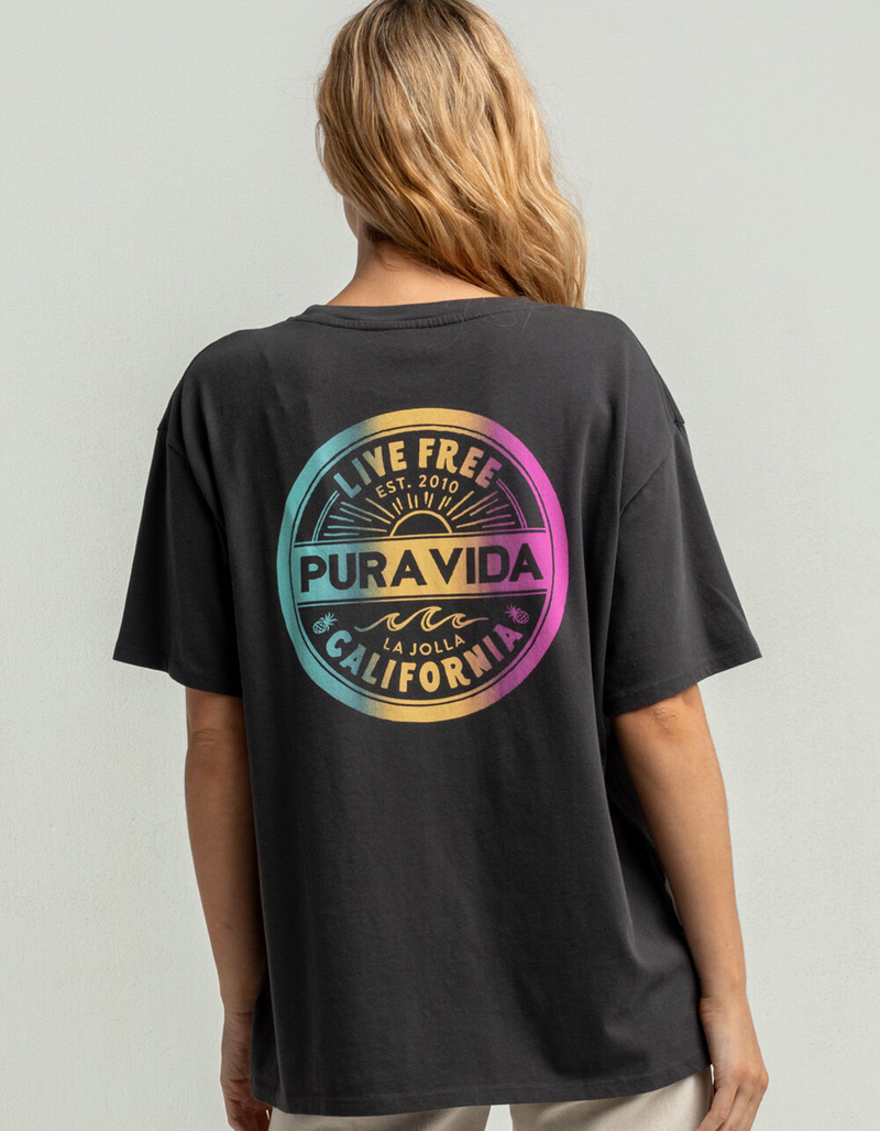 PURA VIDA Live Free Tie Dye Womens Tee - BLACK - XL | Tillys