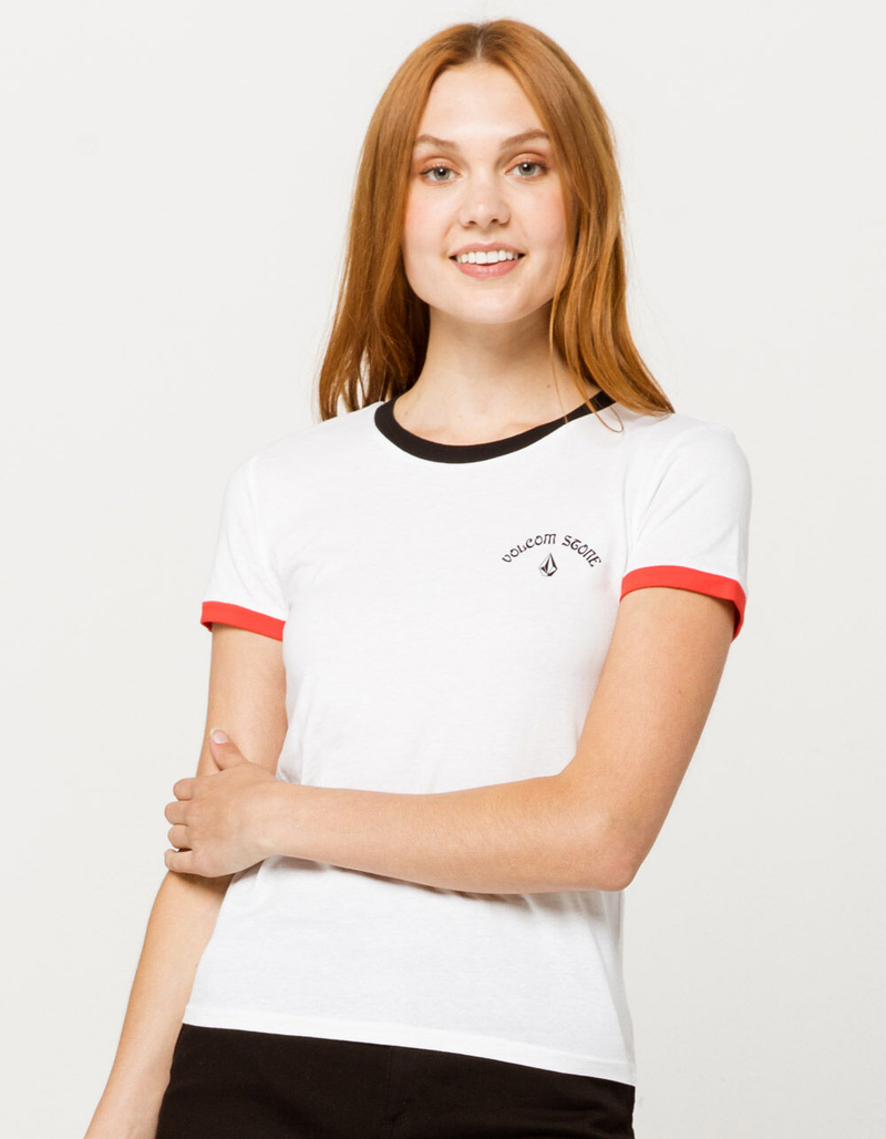 VOLCOM Go Faster Womens Ringer Tee - WHITE - M | Tillys