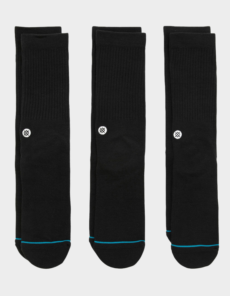 STANCE Icon 3 Pack Mens Crew Socks - BLACK | Tillys