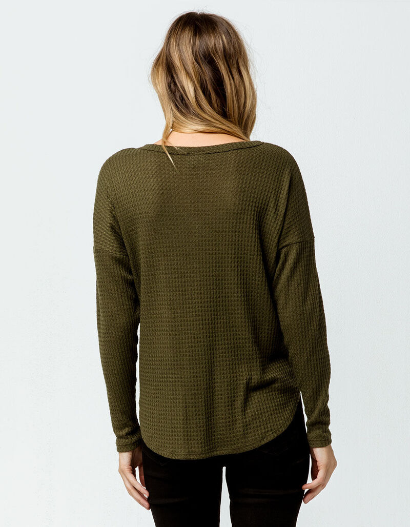 Sky And Sparrow Tie Front Olive Womens Thermal Olive 334774531