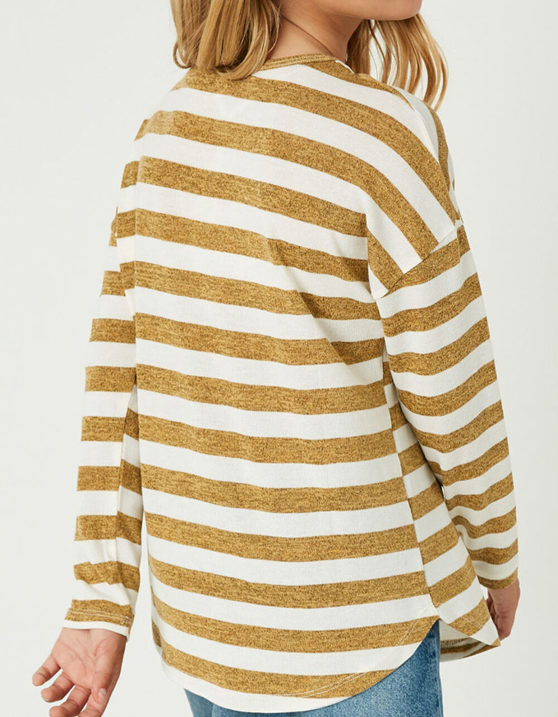 HAYDEN Striped Girls Mustard Tee - MUSTARD/WHITE - L | Tillys