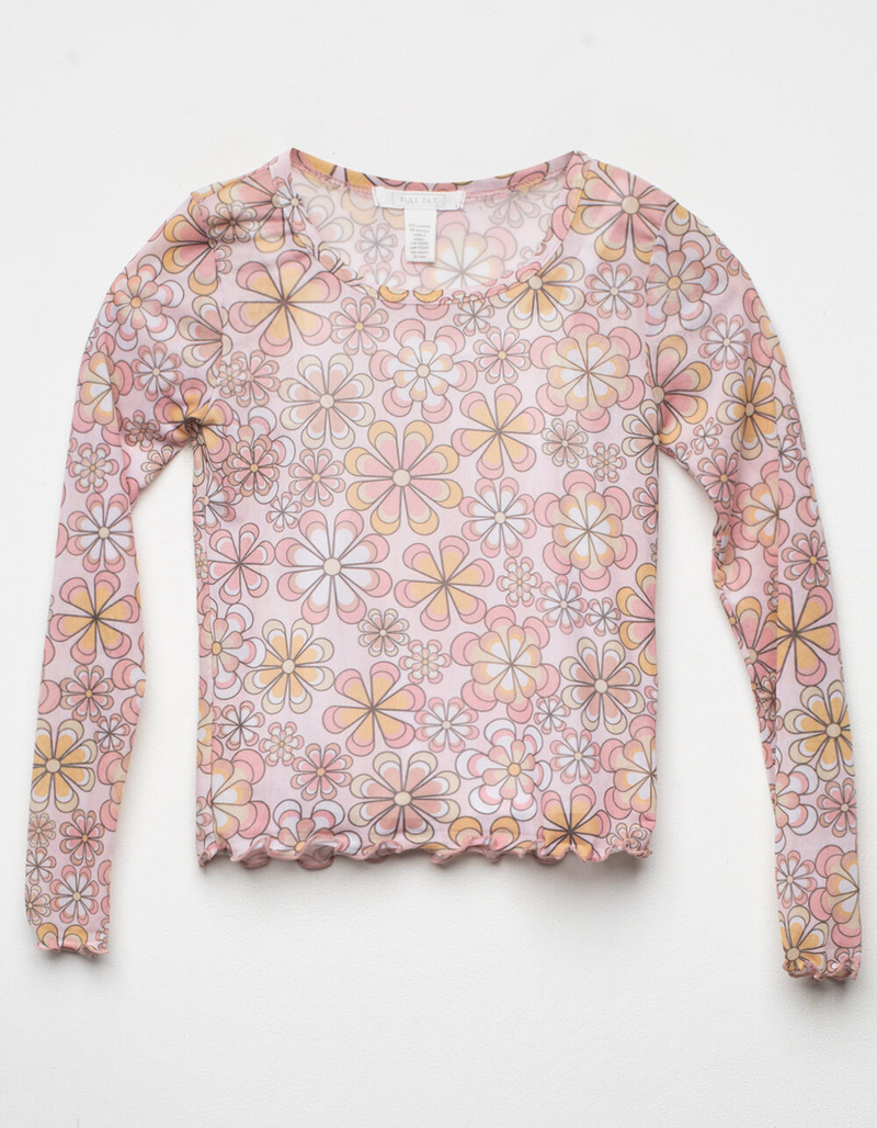 FULL TILT Girls Retro Floral Mesh Top - PINK COMBO - XS | Tillys