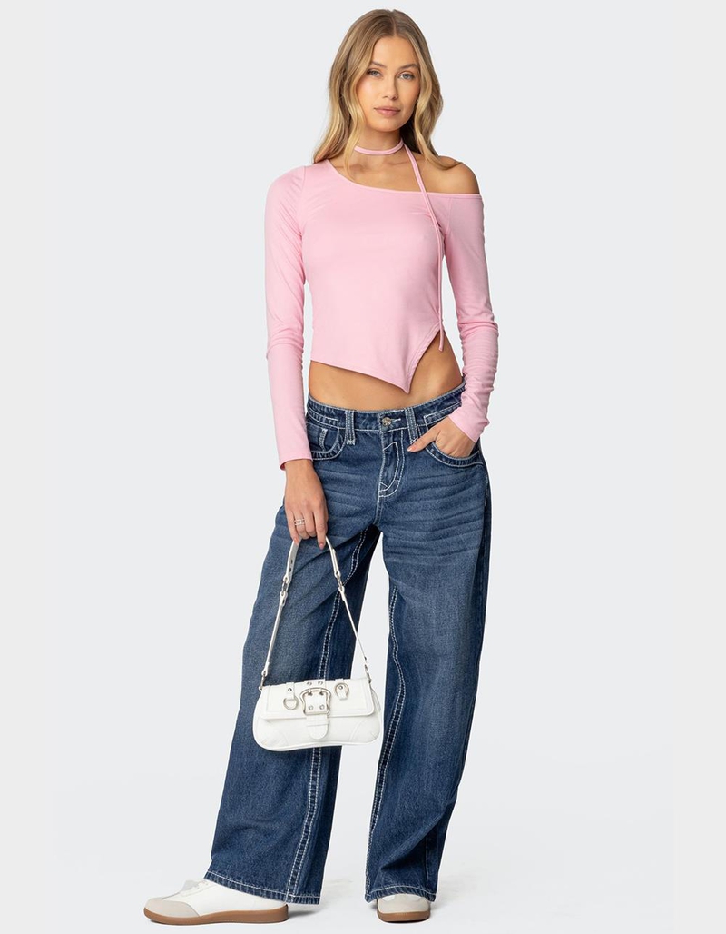 EDIKTED Asymmetric Two Piece Choker Top - LIGHT PINK | Tillys