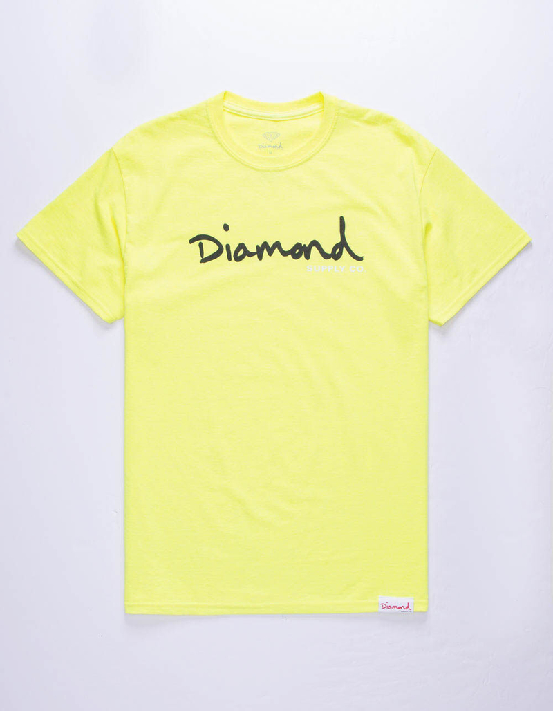 DIAMOND SUPPLY CO. OG Script Neon Yellow Mens T-Shirt - NEON YELLOW ...
