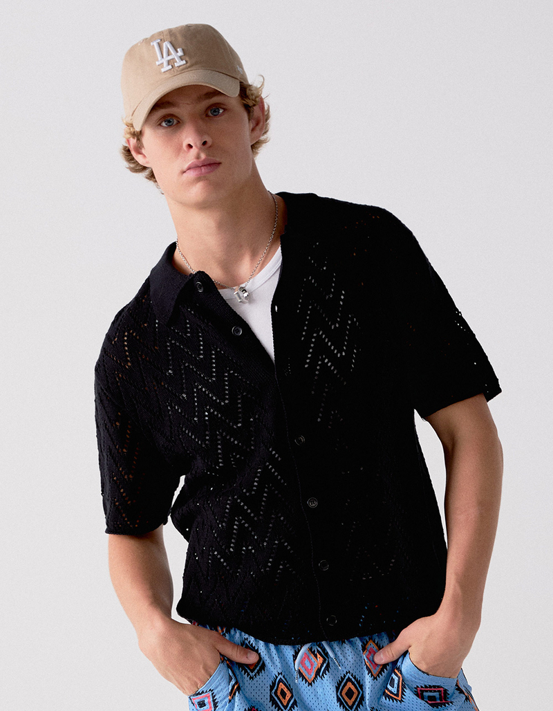 RSQ Mens Open Sweater Button Up Shirt - BLACK | Tillys