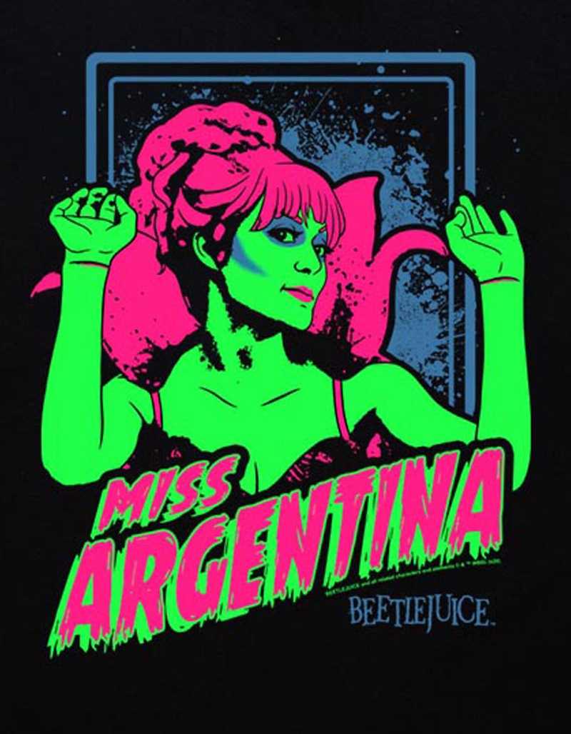 BEETLEJUICE Miss Argentina Neon Unisex Tee - BLACK | Tillys